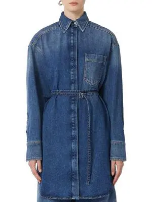 Sportmax Eridani Oversize Belted Denim Shirt - Midnight Blue