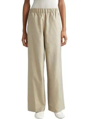 Lafayette 148 New York Riverside Silk Poplin Pants - Green Clay Melange