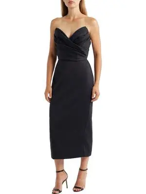 Amsale Strapless Crepe Dress - Black