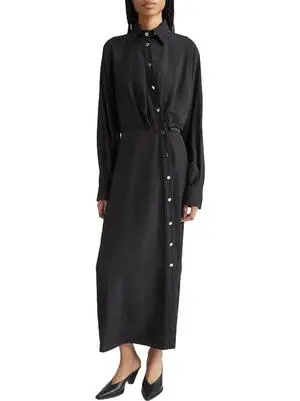 Sportmax Maranta Long Sleeve Maxi Shirt Dress - Black