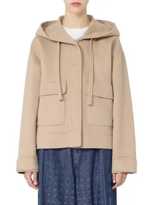 Max Mara Gary Hooded Wool Blend Jacket - Camel