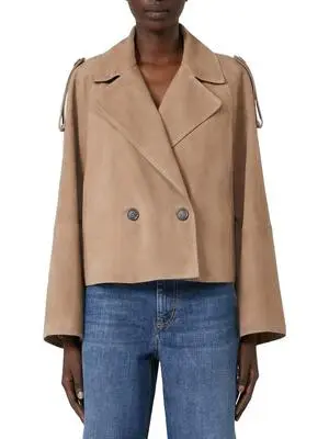 Max Mara Double-breasted Leather Jacket - Marron Glace