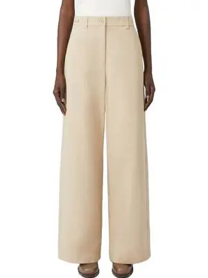 Max Mara Alfeo Wide-leg Cotton Pants - Beige