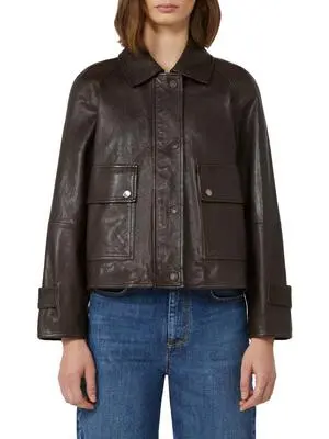 Max Mara Berbice Oversize Leather Jacket - Dark Brown