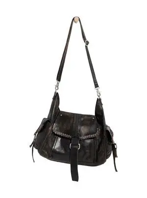 Free People Leigh Distressed Leather Hobo Bag - Aged Graphite