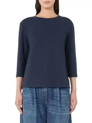 Max Mara Three-quarter Sleeve Jersey T-shirt - Navy