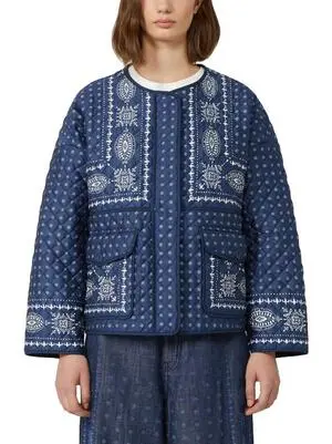 Max Mara Jader Bandana Print Quilted Cotton Jacket - Navy