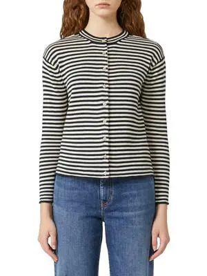 Max Mara Eritea Stripe Cotton Cardigan - Navy