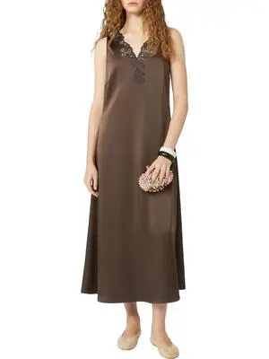 Max Mara Sleeveless Satin Dress - Chocolate