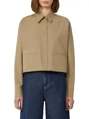 Max Mara Svago Boxy Cotton Button-up Shirt - Desert