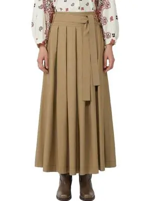 MAX MARA Agiate Pleated Cotton Maxi Skirt