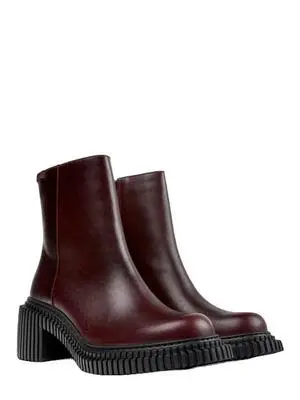Camper Pix London Zip Up Boots Burgundy