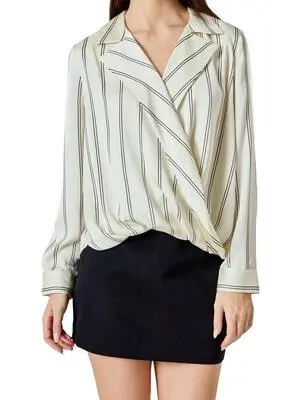 ENDLESS ROSE Stripe Wrap Top