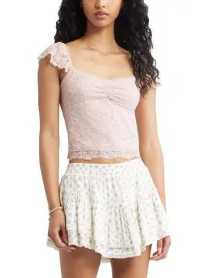 Bp. Cap Sleeve Lace Top - Pink Sepia