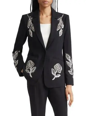Cinq À Sept Karlie Metallic Paisley Detail Blazer - Black