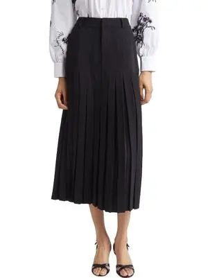 Cinq À Sept Bane Crepe Placed Pleat Midi Skirt - Black