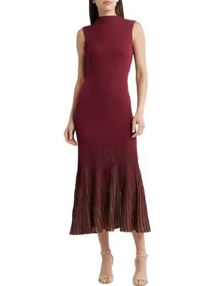 Moon River Ribbed Sleeveless Sweater Dress - Oxblood