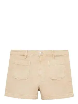 MANGO High Waist Patch Pocket Denim Shorts