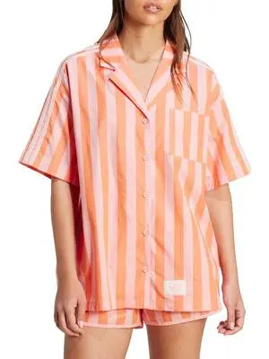 Adidas Resort Cotton Button-Up Shirt Pink Spark/solar Orange