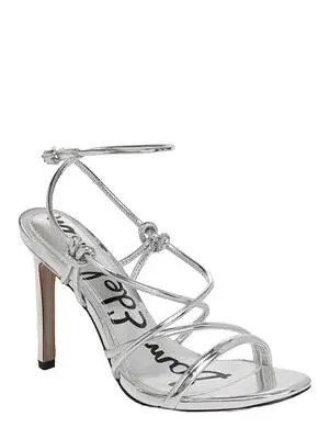 Sam Edelman Ankle Strap Stiletto Sandals - Soft Silver