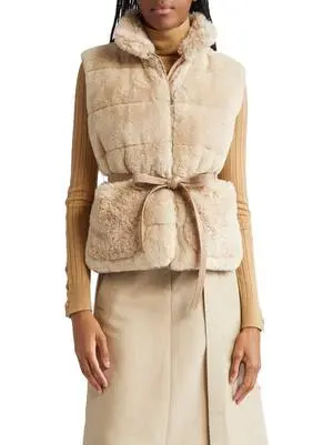 Moncler Joui Faux Fur Down Vest Alabaster