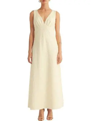 AROSE STUDIO Leilani Embellished Sleeveless Maxi Dress - Cream