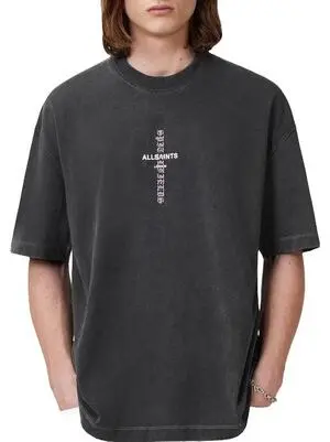 ALLSAINTS Knox Embroidered Graphic T-shirt - Washed Black