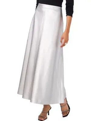 Vince Camuto Faux Leather A-line Skirt - Silver