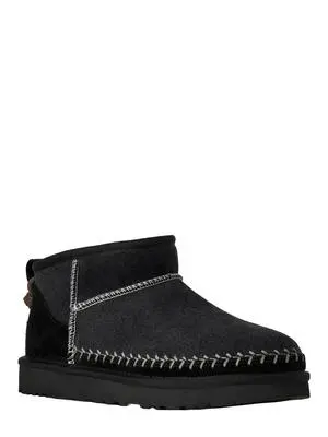 UGG Classic Ultra Mini Genuine Shearling Lined Bootie - Black