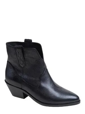 Linea Paolo Witt Western Booties - Black Tumbled Leather