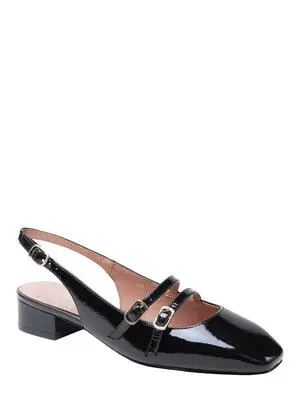 Linea Paolo Cassianx Slingback Mary Jane Pumps - Black Wrinkle Patent