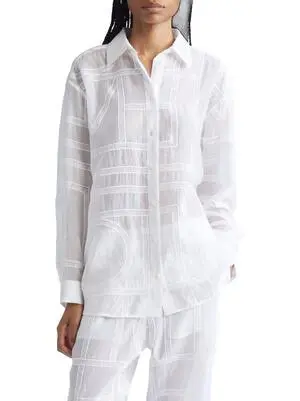 TOTEME Embroidered Oversized Button-up Shirt - White