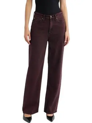 Rag & Bone Featherweight Logan Mid Rise Wide Leg Jeans - Brown/plum