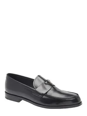 PRADA Triangle Logo Leather Loafer