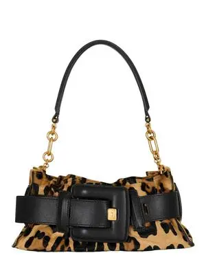 Balmain Anthem Mini Leopard Print Bag - Brown