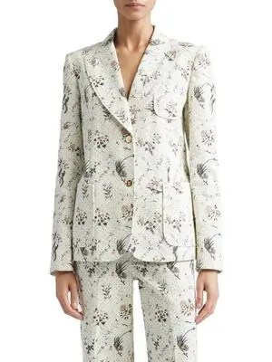 Giambattista Valli Floral Embroidered Cotton Jacket - Ivory/quartz Rose