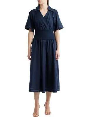 BOSS Dakari Faux Wrap A-line Dress - Sky Captain