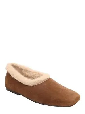 Ash Bianca Faux Fur-Lined Leather Ballet Flat Land