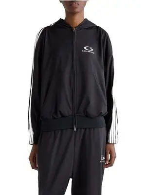 Balenciaga Loop Sports Icon Full Zip Hoodie - Black/white