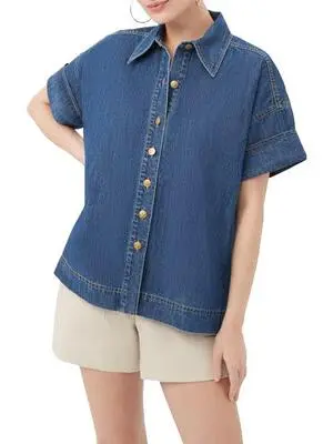 Trina Turk Denim Button-up Top - Indigo