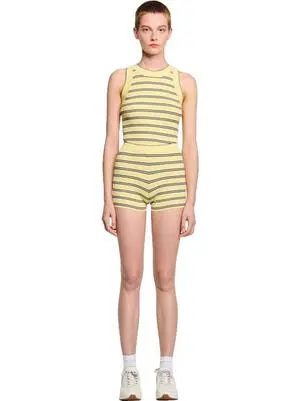 Sandro Striped Knit Shorts - Light Yellow