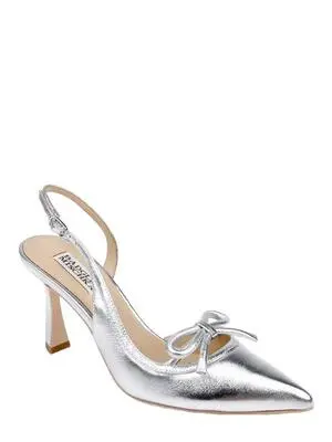 Badgley Mischka Georgie Slingback Pumps - Silver Leather