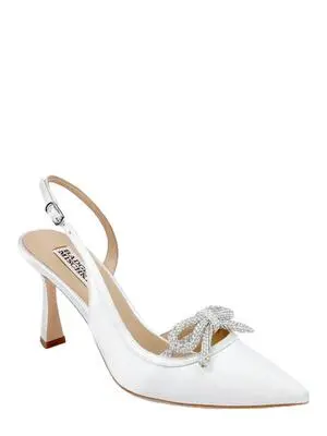 Badgley Mischka Georgie Slingback Pumps - White Satin