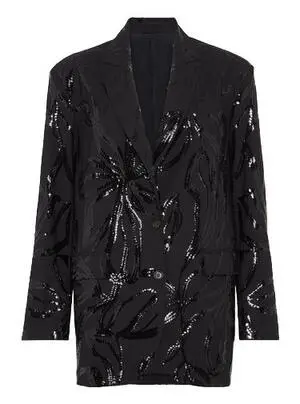 Brunello Cucinelli Floral Embroidered Blazer - Black