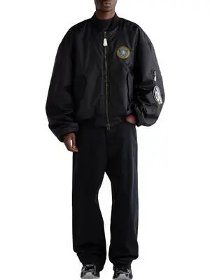 Balenciaga Large Fit Nylon Bomber Jacket - 1000 Black