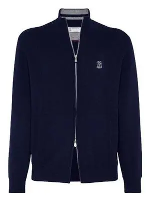 Brunello Cucinelli Cashmere Zip-up Cardigan - Marine Blue