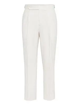 Brunello Cucinelli Pleated Tuxedo Trousers - Milk