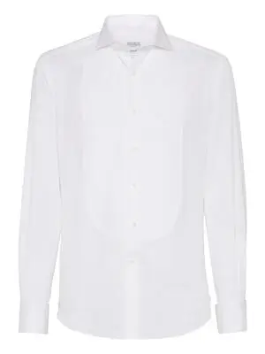 Brunello Cucinelli Tuxedo Shirt With Pleating - White