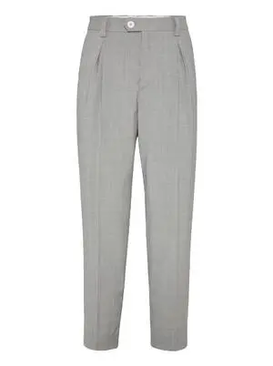 Brunello Cucinelli Virgin Wool Trousers - Pearl Grey