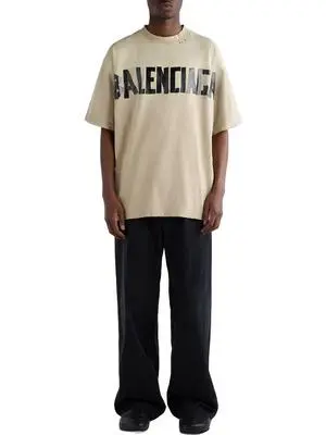 Balenciaga Fit Tape Type Logo Graphic T-shirt - Beige